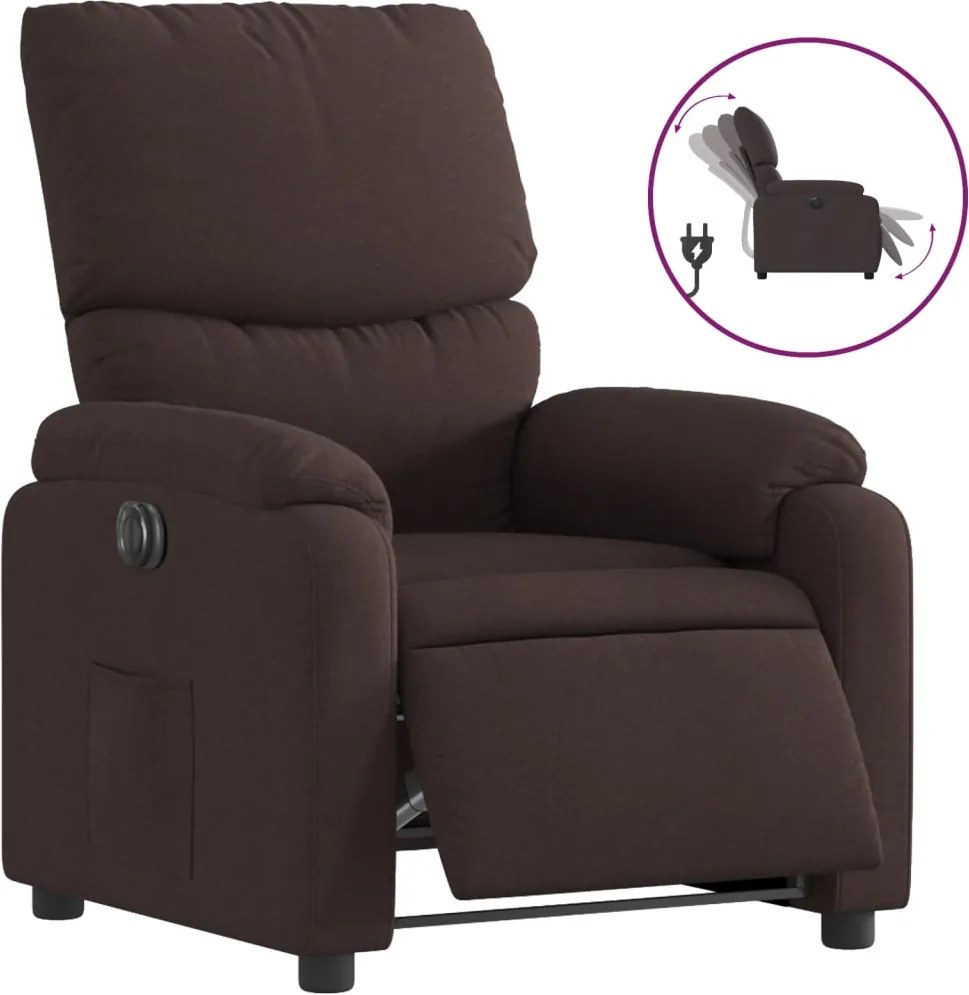 Elektrické polohovací křeslo tmavě hnědé textil 3204805