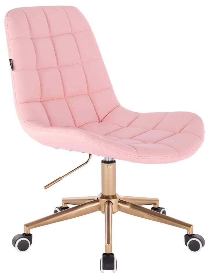 Židle PARIS na zlaté podstavě s kolečky - růžová