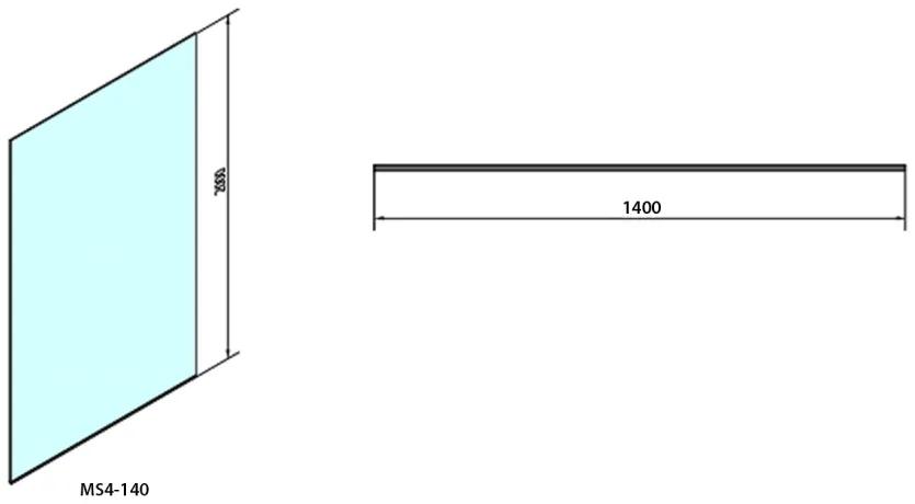 Polysan MODULAR SHOWER jednodílná zástěna WALK-IN, 1400mm MS4-140