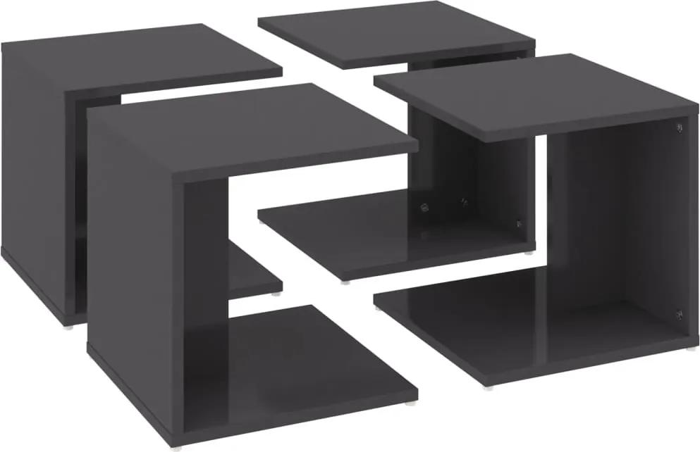 vidaXL Konferenční stolky 4 ks 33 x 33 x 33 cm dřevotříska [806821] Barva: šedá s vysokým leskem