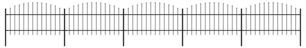 Zahradní plot s kopím nahoře ocelový 892,5 x 125 cm černý