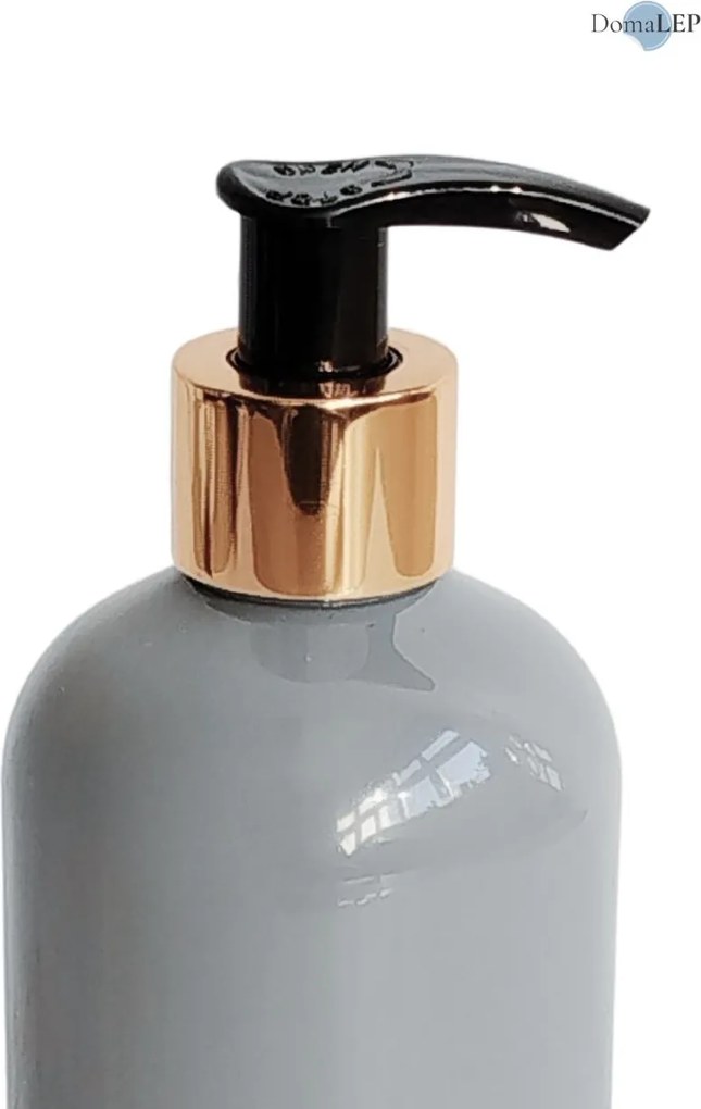 Dávkovač na mýdlo 300 ml šedý s černo-zlatou pumpičkou BELA