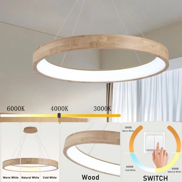 Brilagi -LED Lustr na lanku FALCON WOOD LED/60W/230V 3000/4000/6000K 80 cm dřevo