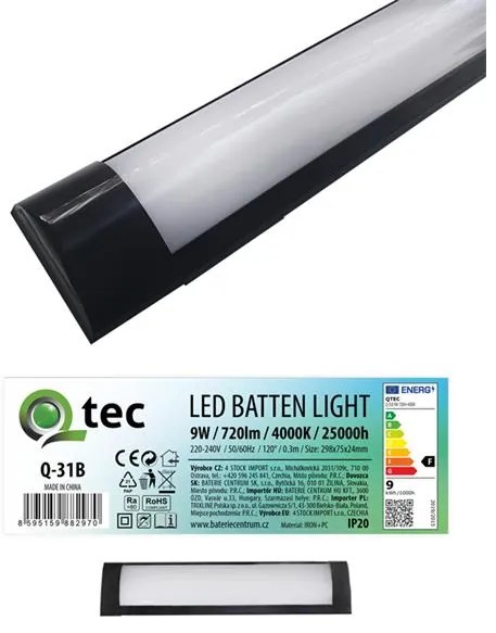 Svítidlo pod linku QTEC Q-31B 9W LED BATTEN LIGHT