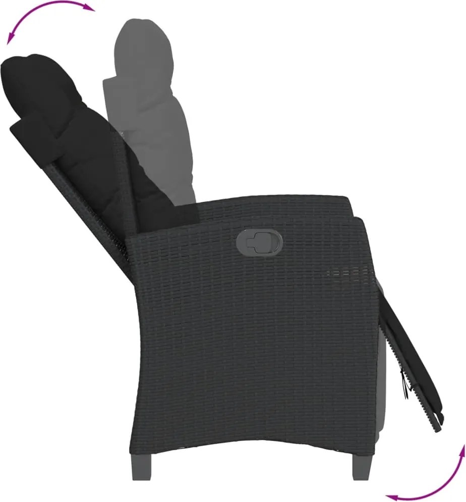 9dílný zahradní jídelní set s poduškami černý polyratan 3212761