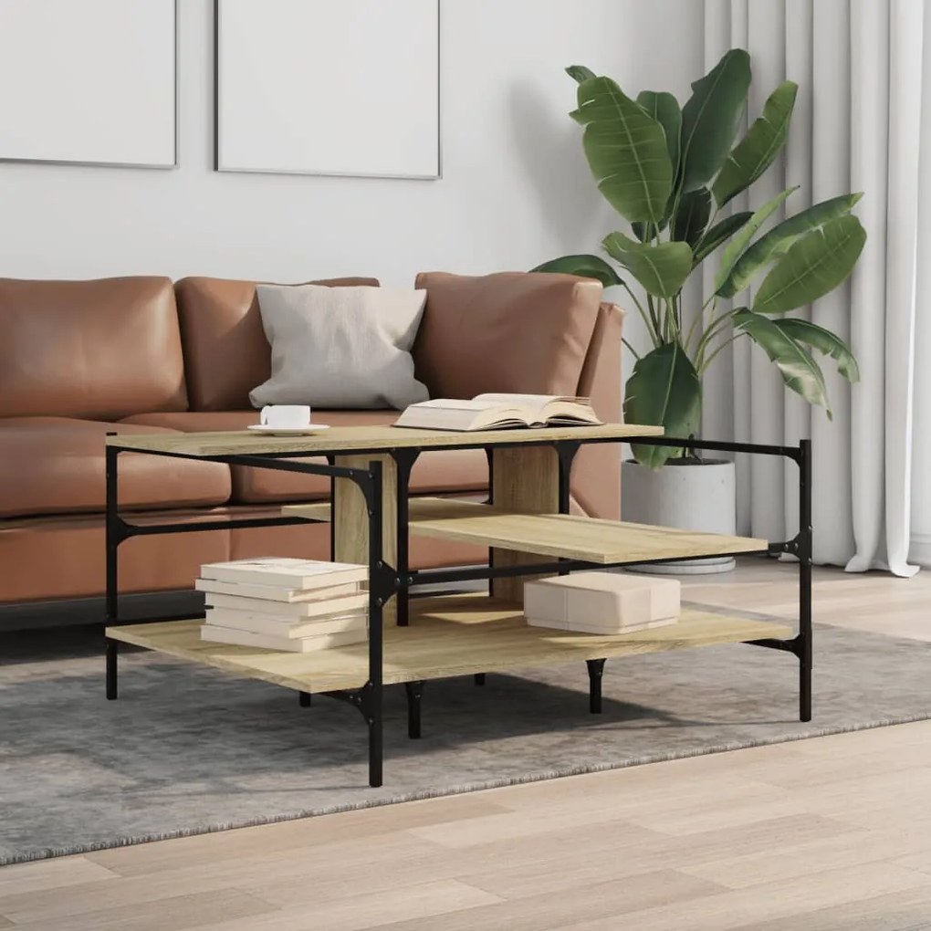 Konferenční stolek dub sonoma 100x100x48,5 cm kompozitní dřevo - Default Title