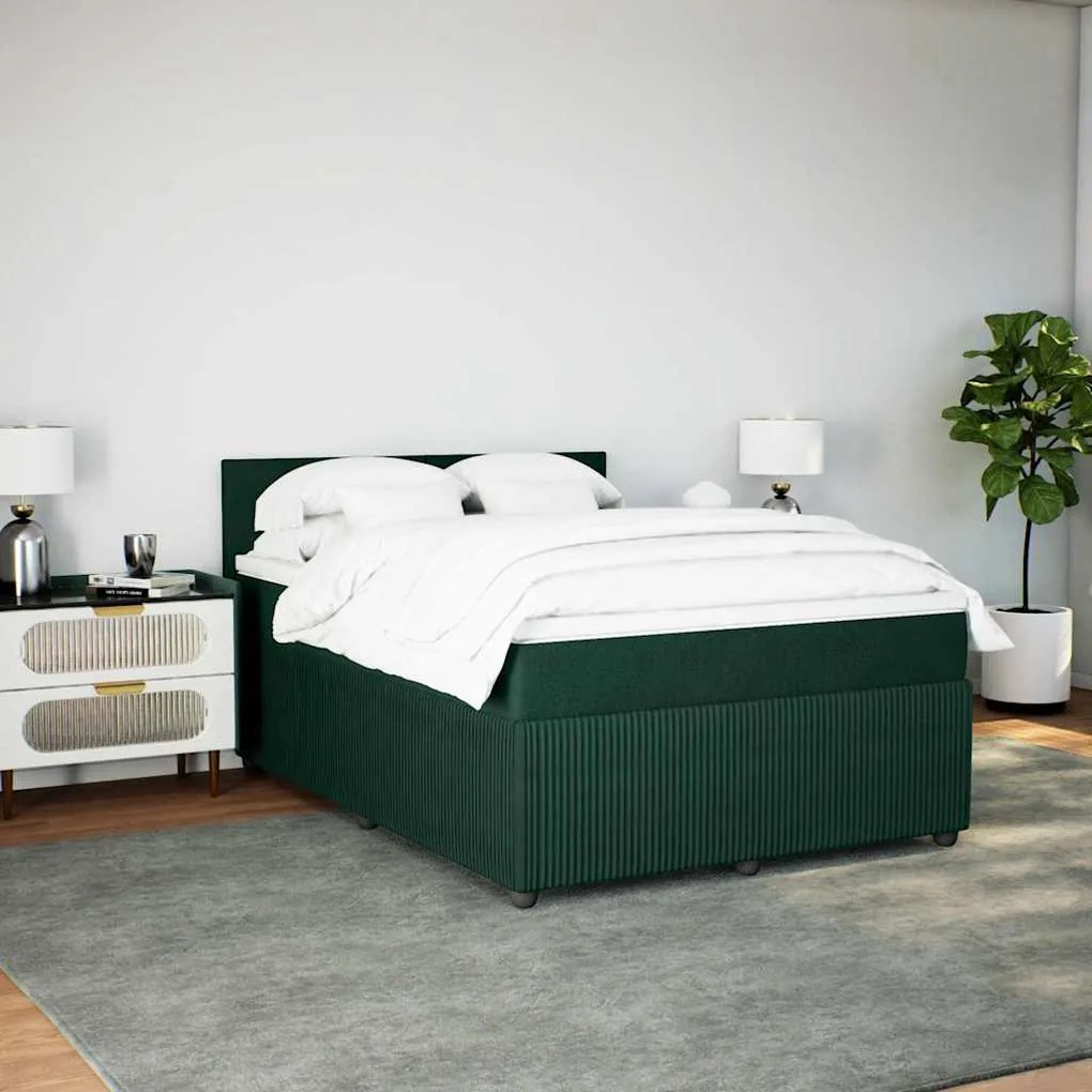 Box spring postel s matrací tmavě zelená 160x200 cm samet 3290079