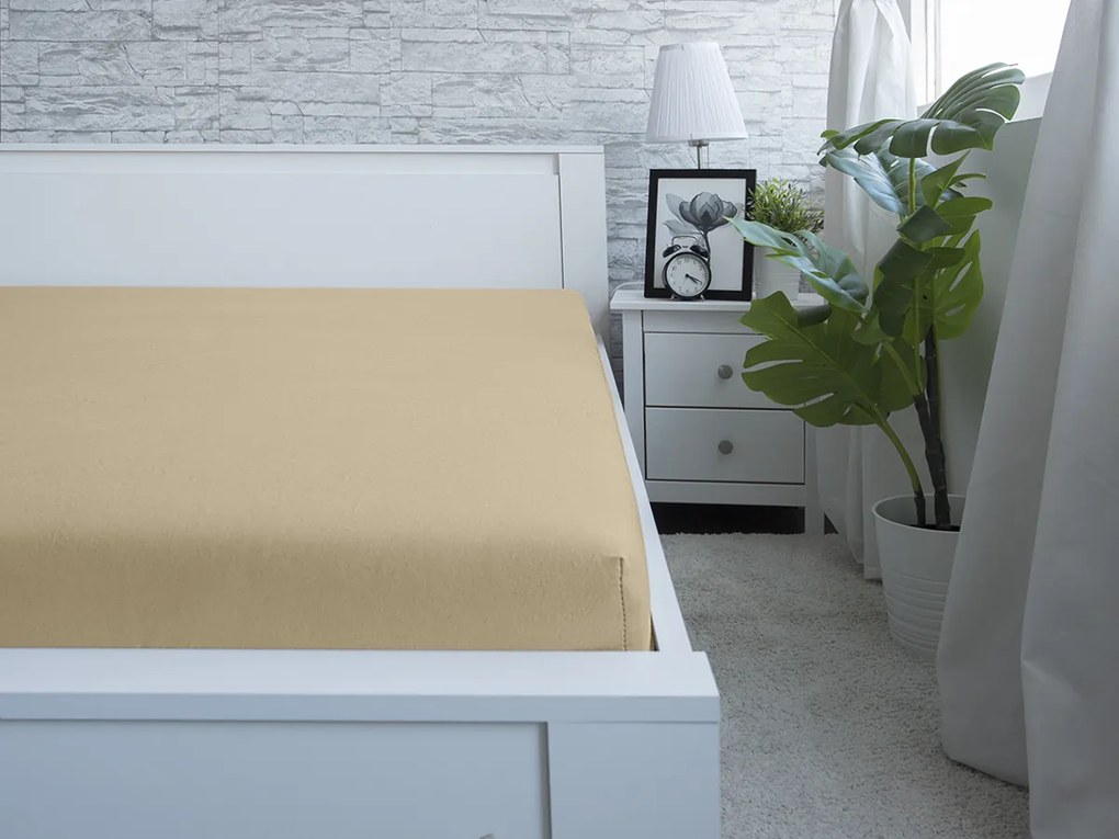 XPOSE® Jersey prostěradlo Exclusive - béžové 200x200 cm