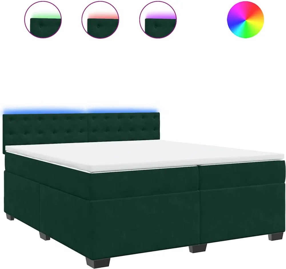 Box spring postel s matrací tmavě zelená 200x200 cm samet 3288717