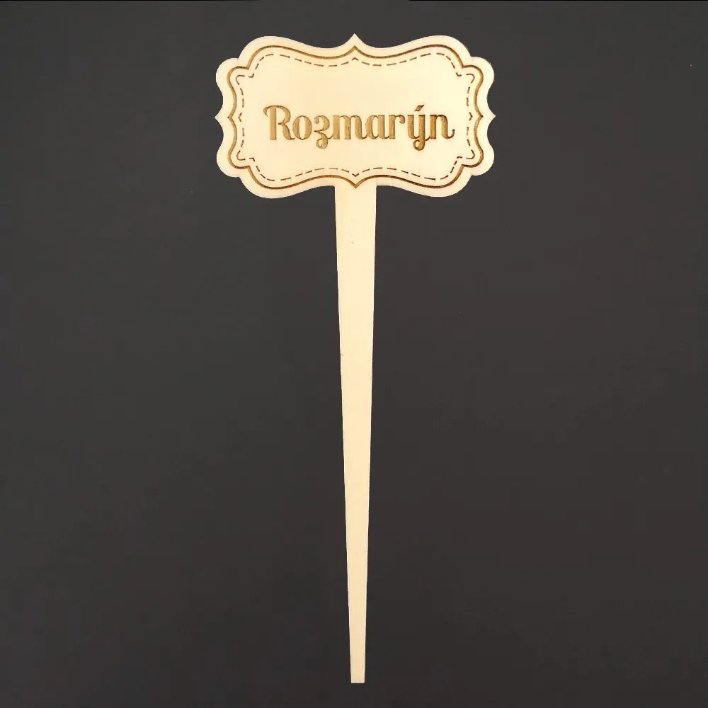 AMADEA Dřevěný zápich - cedulka na bylinky Rozmarýn, výška 20 cm, český výrobek