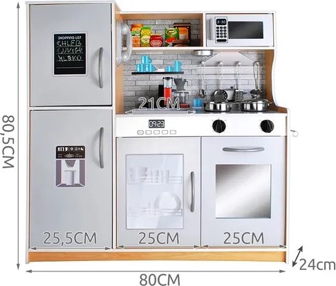 Dětská kuchyňka 22115, dřevěná, šedá | Kruzzel
