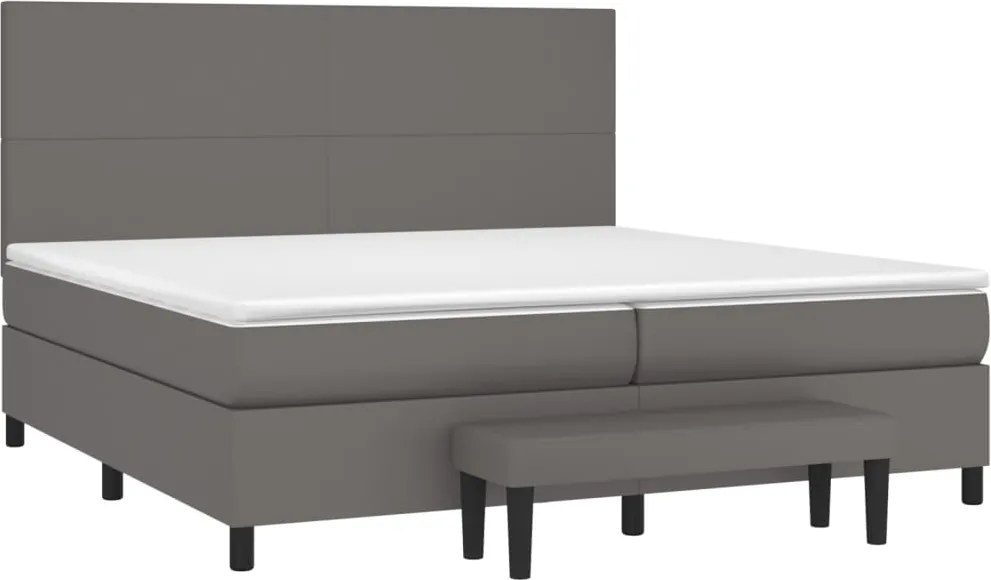 Box spring postel s matrací šedá 200x200 cm umělá kůže 3137567