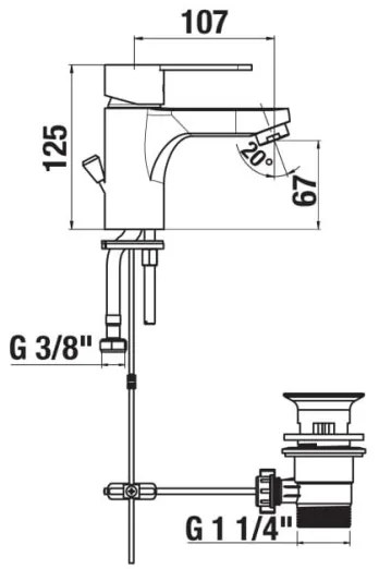 JIKA H3111Z10041111 - Umyvadlová baterie + výpusť s přepadem LYRA 12,5 cm chrom