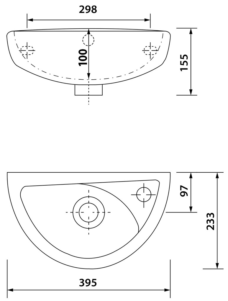 CREAVIT OVAL keramické umývátko 39x23cm, bílá - TP040