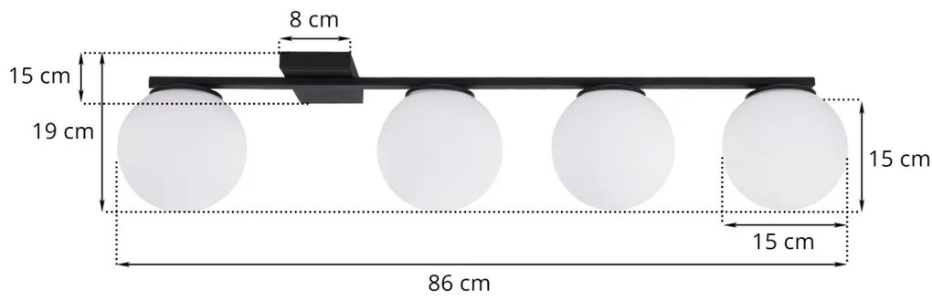 Stropní svítidlo Florence, 4x bílé skleněné stínítko, t