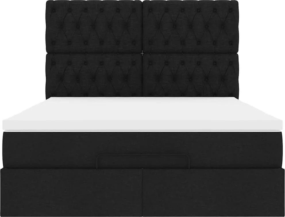 Osmanský rám postele s matrací černá 140x190cm textil 3313239