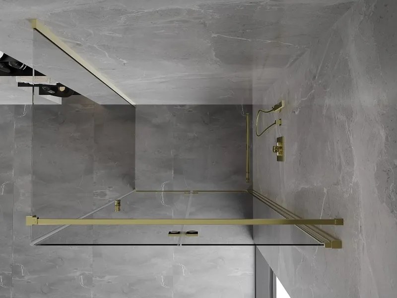 Mexen Mist-F T, 1-křídlý ​​skládací sprchový kout pravý 80 x 85 cm, čiré sklo, zlatý lesklý profil, 8A6T-080-085-50-00-P