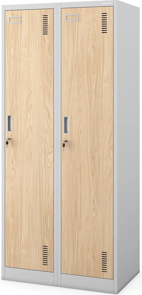 Zaměstnanecká skříňka čtyřkomorová šedá/dub sonoma, 800x1800x500 mm: KACPER Eco Design