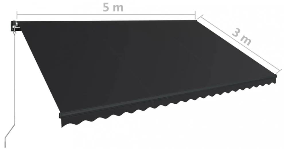 Ručně zatahovací markýza s LED světlem 500x300 cm Dekorhome Antracit
