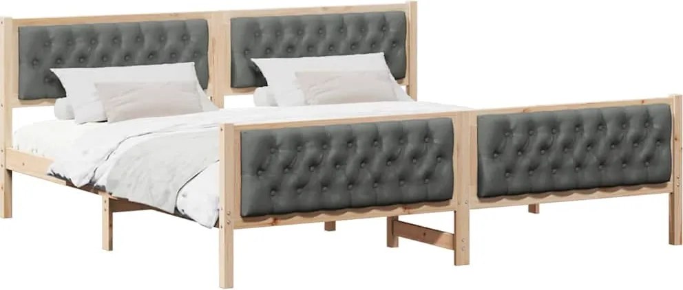 Rám postele s čelo Tmavě šedá 200 x 200 cm Masivní borové dřevo 3394269