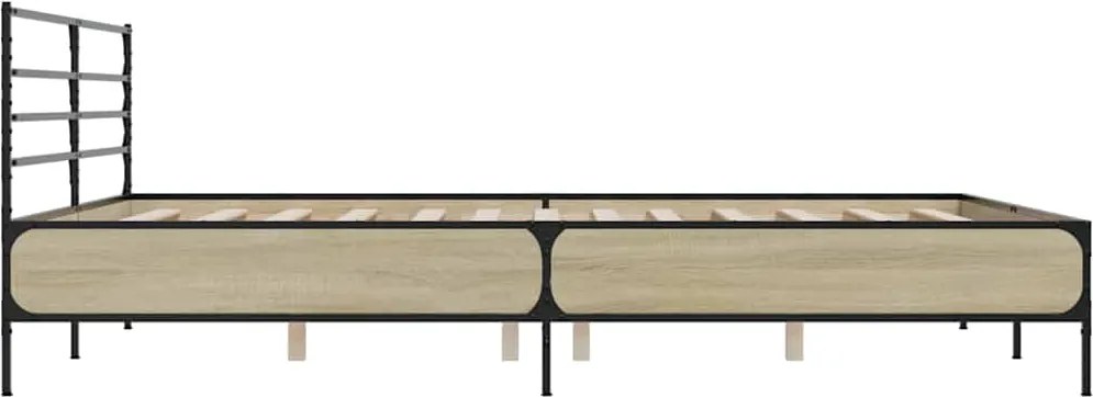 Rám postele dub sonoma 200 x 200 cm kompozitní dřevo a kov 3280063