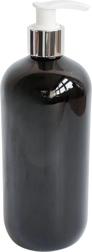 Dávkovač na mýdlo 500 ml černý s bílo-stříbrnou pumpičkou BELA