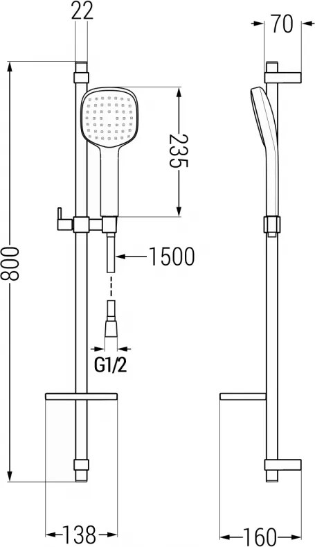 Mexen sprchový set DQ33, černá, 785334581-70