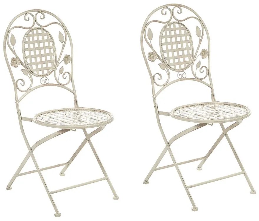 Sada 2 balkonových židlí špinavě bílých BIVIO Beliani