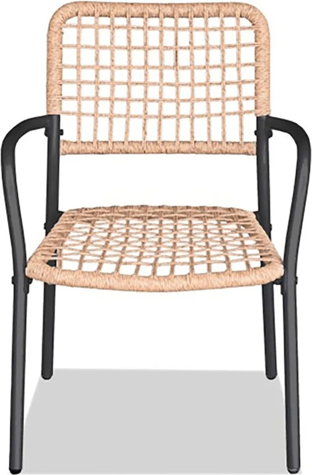 Zahradní set 1+2, stůl, židle umělý ratan barva přírodní, kov antracit (60 x 60) cm