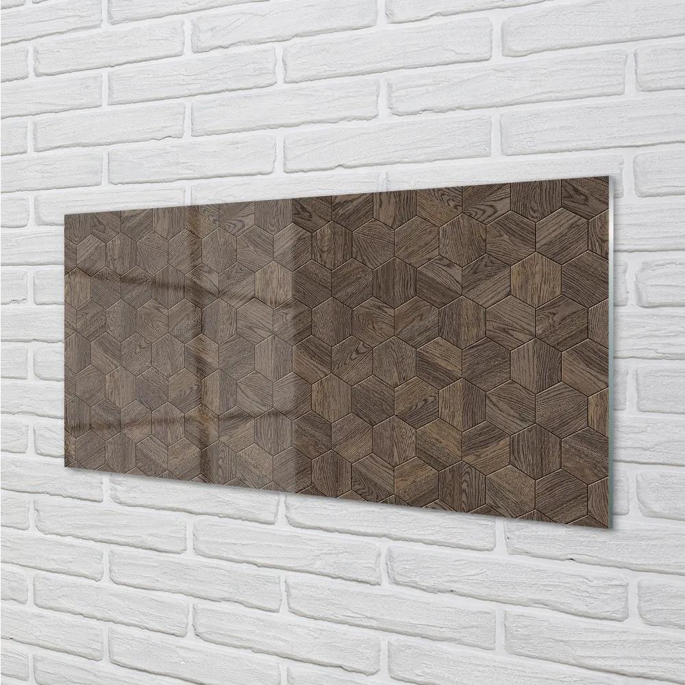 akrylový obraz dřevěné šestiúhelníky 125x50 cm