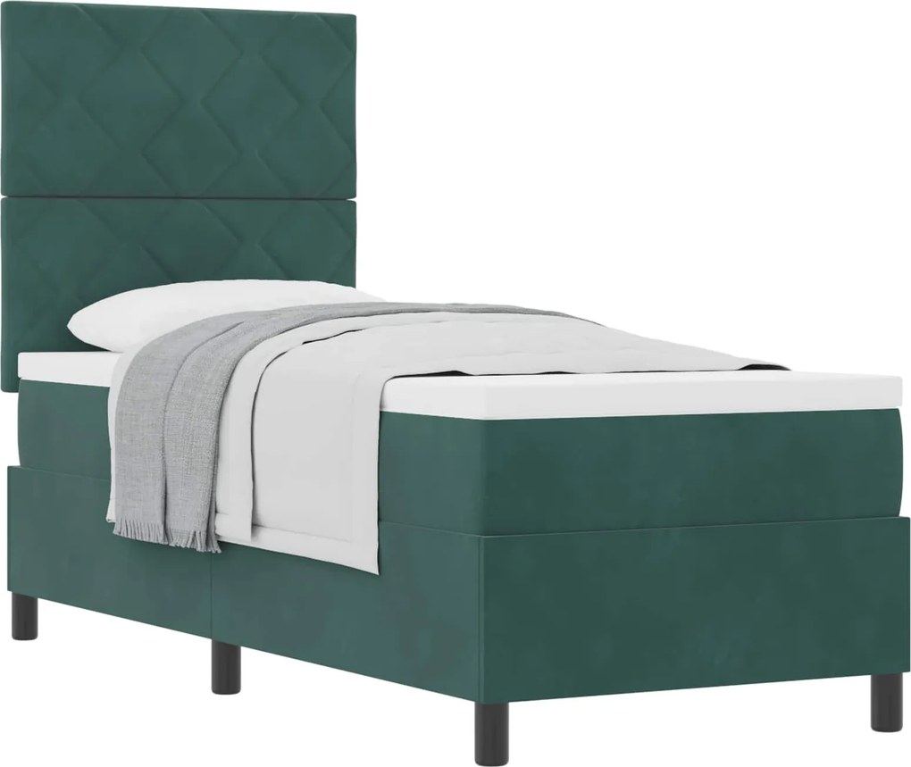 Postel s boxspringem s čelo Tmavě zelená 80 x 200 cm samet 3339863