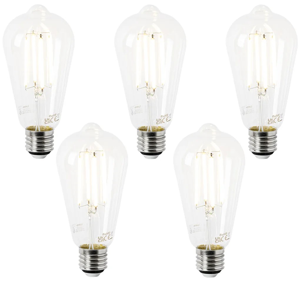Sada 5 LED žárovek E27 ST64 čirých 2,2W 470 lm 2700K