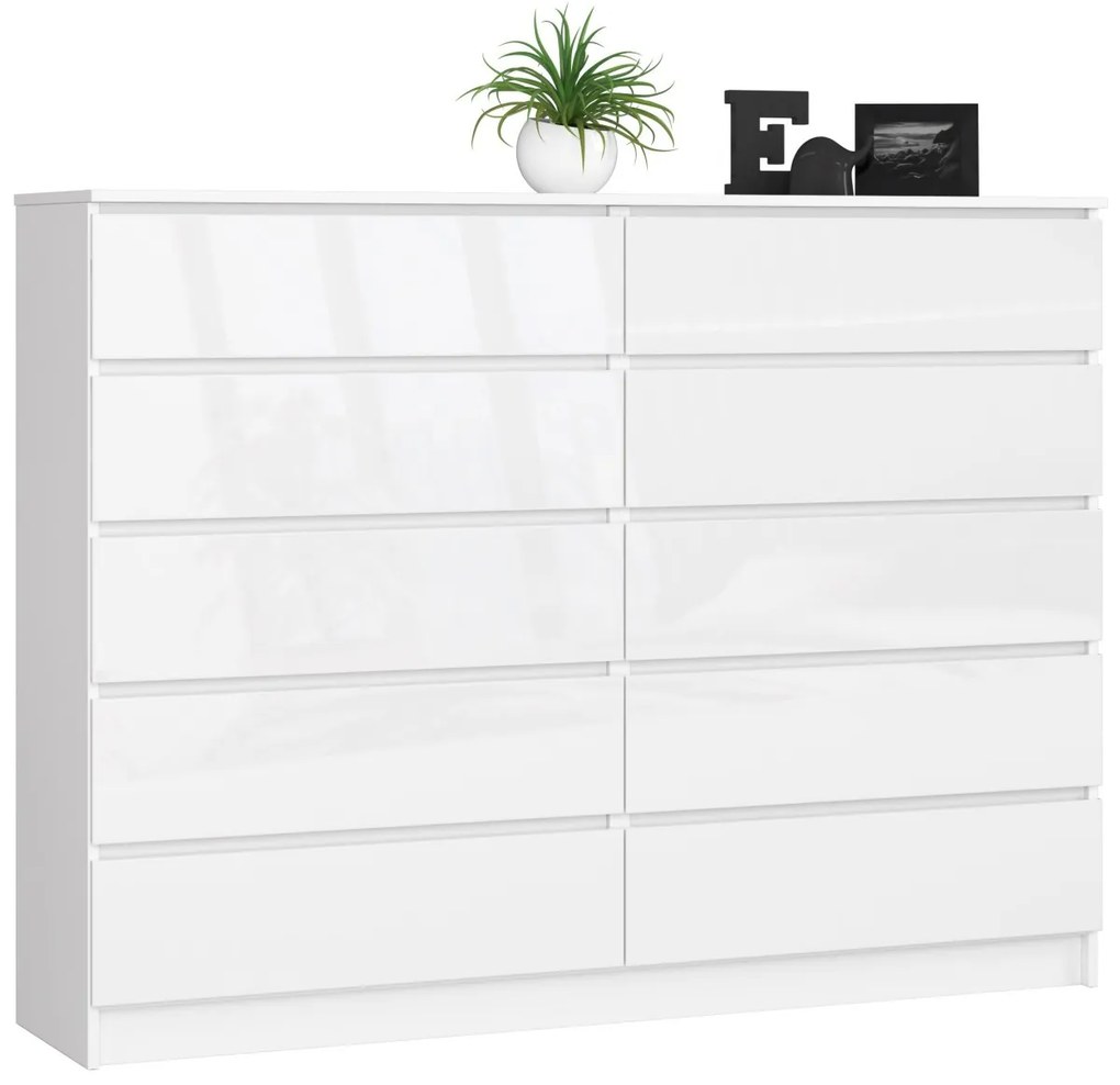 Komoda Rollo K 160 cm bílá lesklá