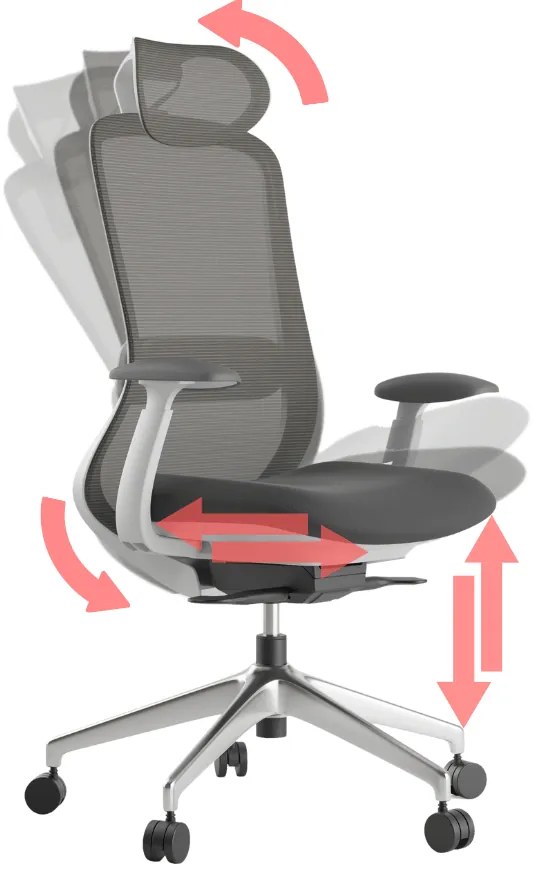 MERCURY Ergonomická kancelářská židle UNO - tmavě šedá síťovina