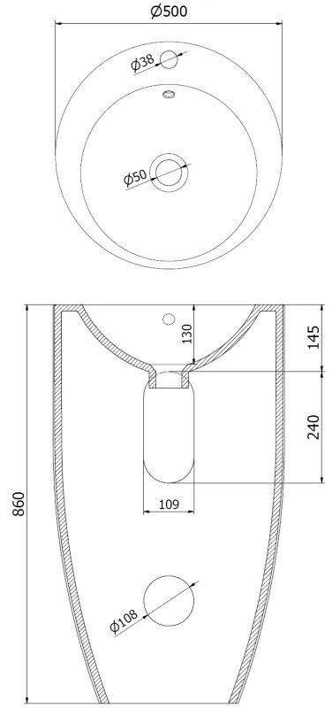 Mexen Alona, volně stojící umyvadlo 49x48x82,5 cm, černá matná, 26094870