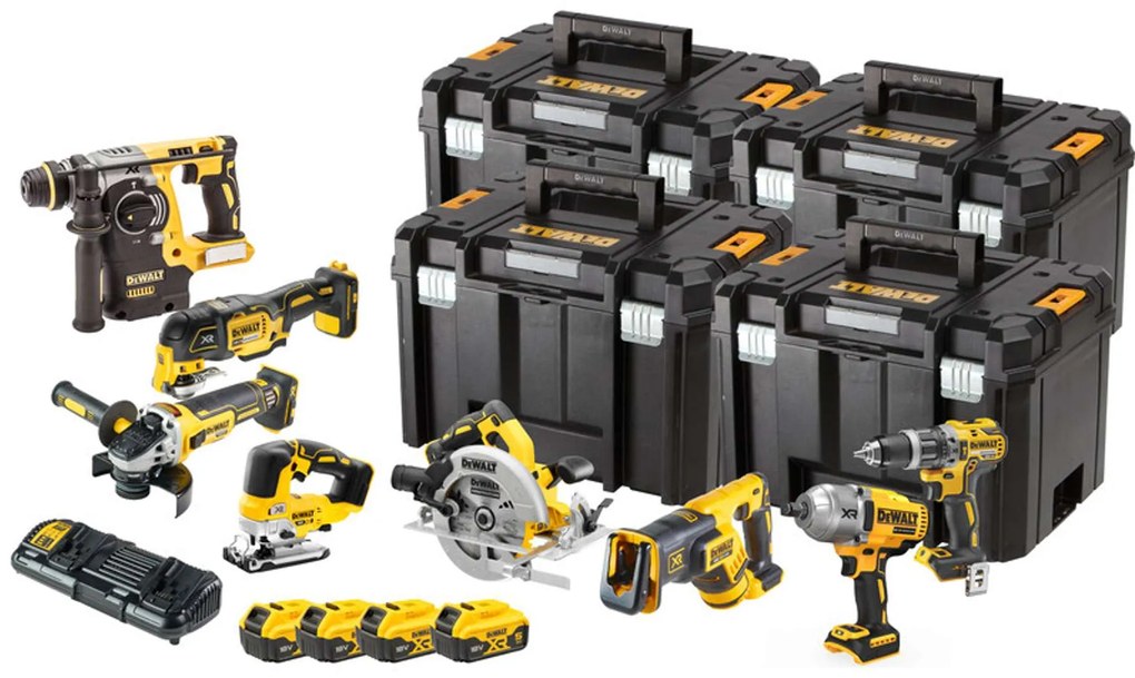 DeWALT - 17dílná sada AKU nářadí, baterií a nabíječky DCK865P4T