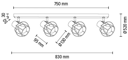 Spot-Light 26114404 - Stropní bodové svítidlo PHIPHI 4xE27/60W/230V dub