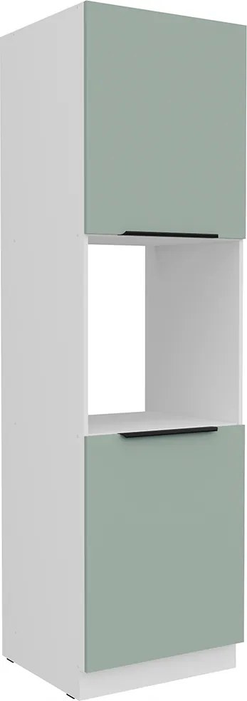 ARIA sb | vysoká skříňka 60 DP-210 2F na vestavnou troubu | 60 cm | ANTI FINGERPRINT povrch | bílá/aquamarine