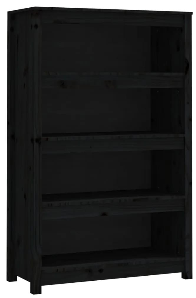821688 vidaXL Knihovna černá 80x35x126 cm masivní borovice