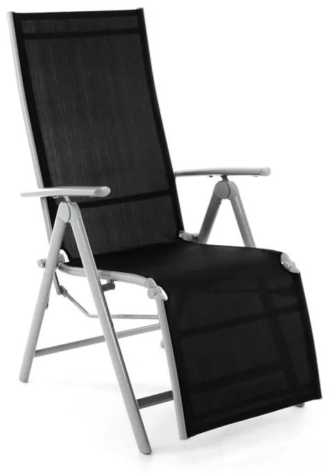 Hliníkové skládací relaxační lehátko, šedé