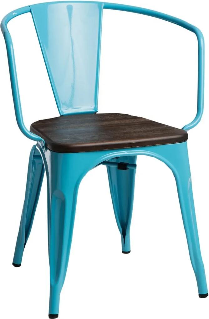 Židle Paris s područkami, dřevěný sedák kartáčovaná borovice Barva  Modrá