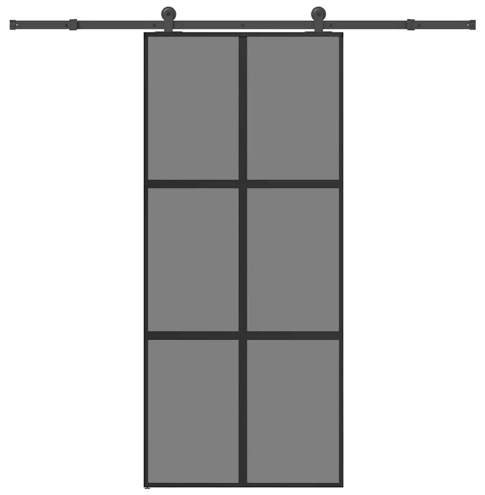 Posuvné dveře s kováním 90x205 cm tvrzeného sklo a hliník 3332987