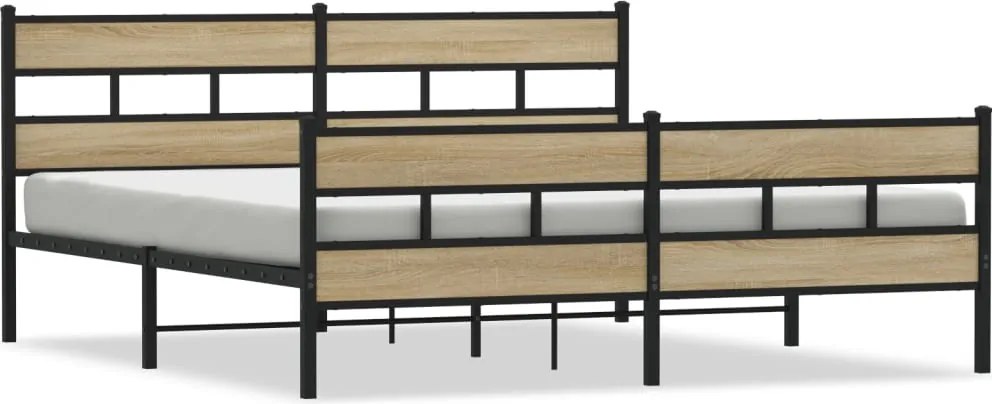 Kovový rám postele bez matrace dub sonoma 193 x 203 cm 3308474