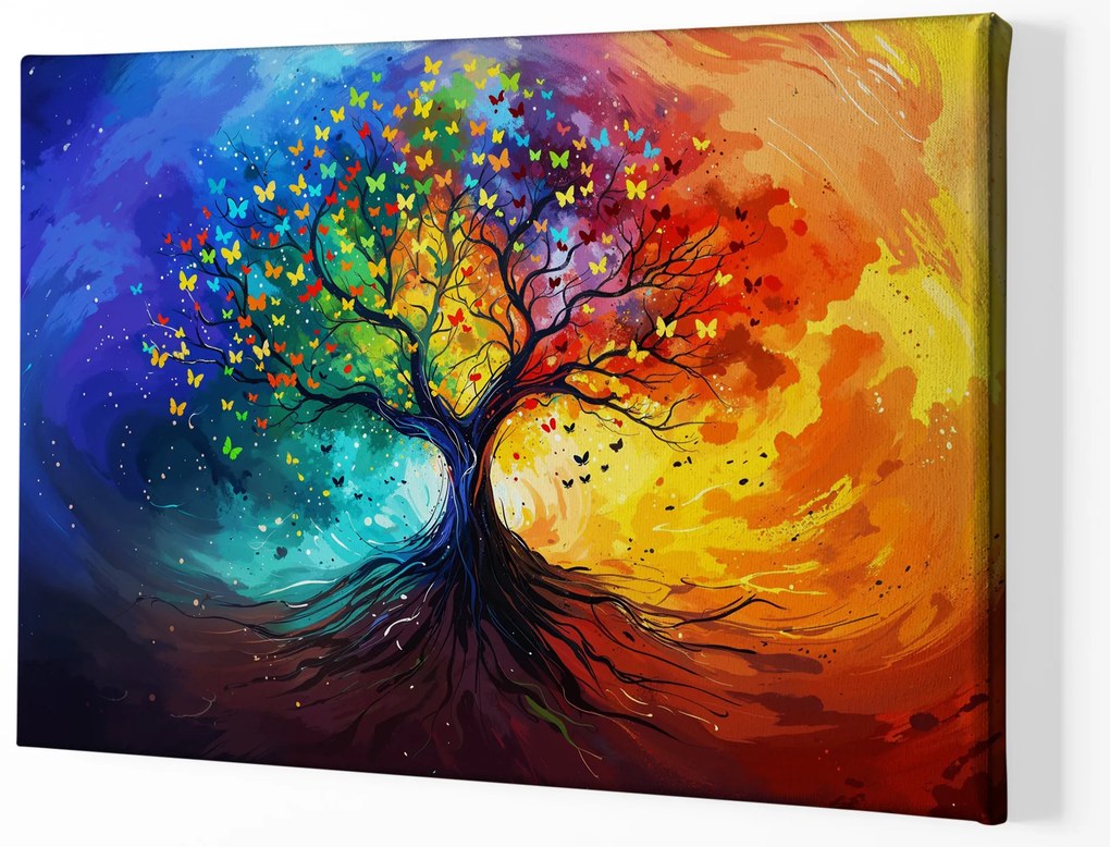 Obraz na plátně - Strom života Motýlí seance FeelHappy.cz Velikost obrazu: 40 x 30 cm