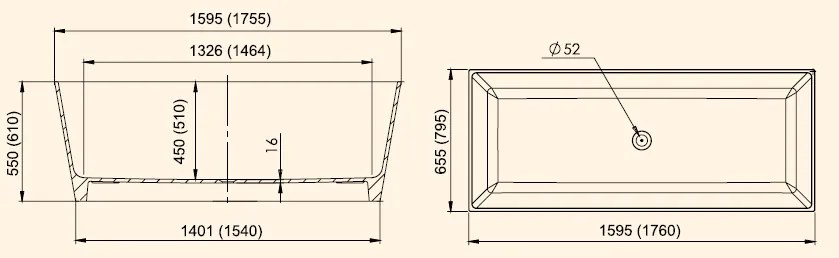 Gelco KVADRIE 159 x 65 x 55 cm GVKV1590 vana volně stojící