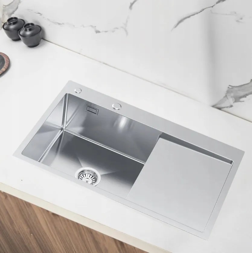 Erga HD, 1-komorový ocelový dřez 780x490x210 mm, levý, ocelová, ERG-MLS-HD7849L