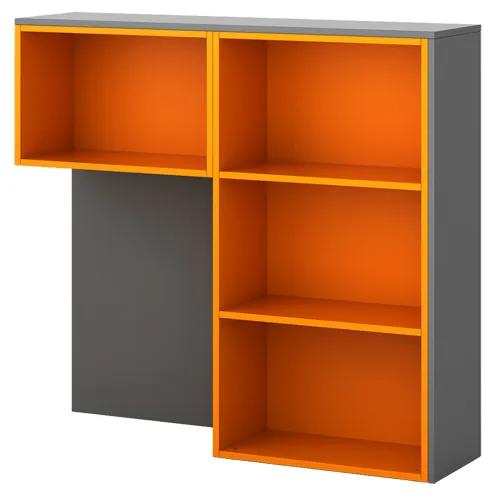 PLAN Skříňka ke stolu S02 SEGMENT, pravá, grafitová/oranžová