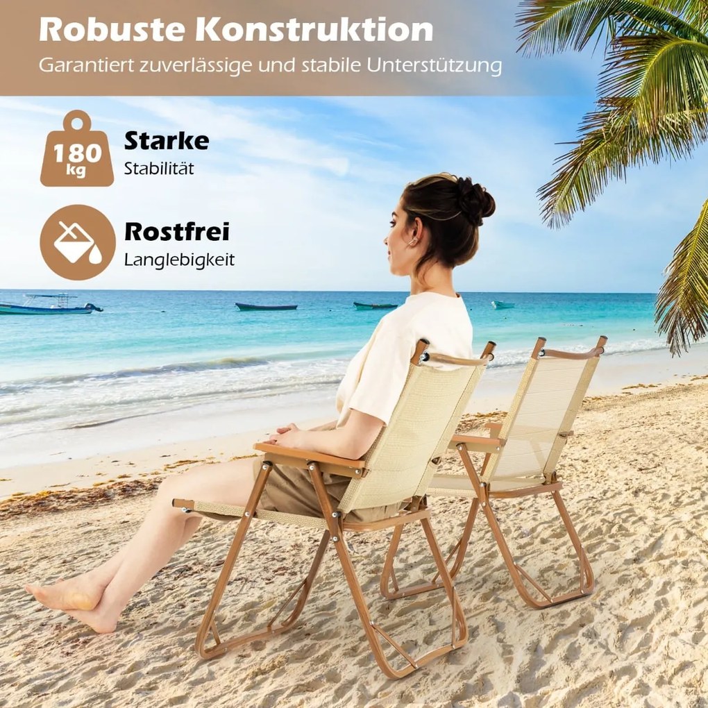 Costway Sada 2 skládacích kempinkových židlí s hliníkovým rámem skládací židle