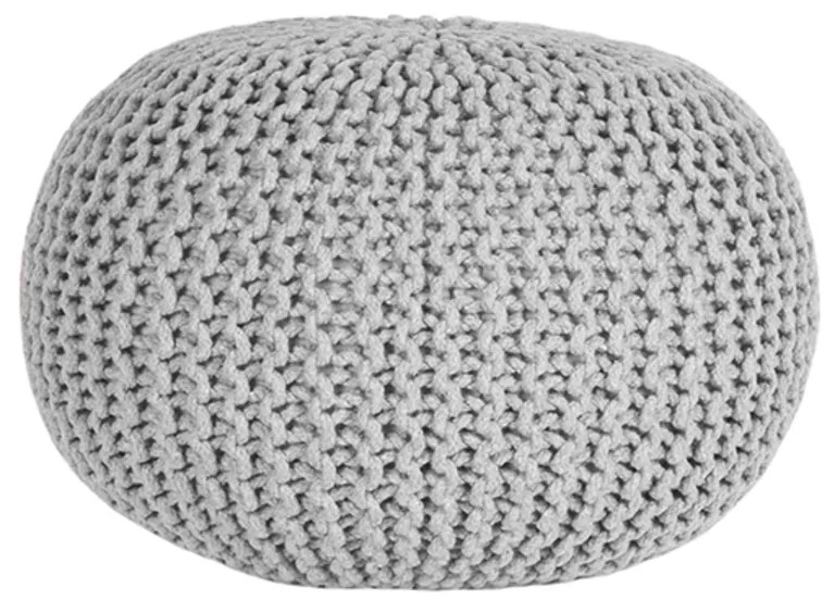 LABEL51 pletený puf GEBREID světle šedý M Color: Light grey SH-24.049