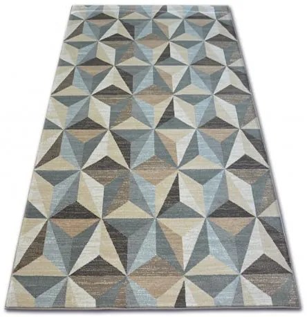koberec ARGENT W6096 trojúhelníky béžový / modrý velikost 160x220 cm | krásné koberce cz